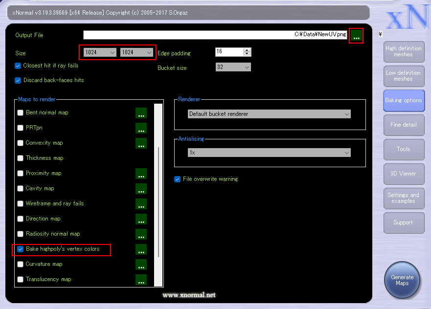Xnormal 頂点カラー（ポリペイント）からテクスチャを作成: 雑記とことこ